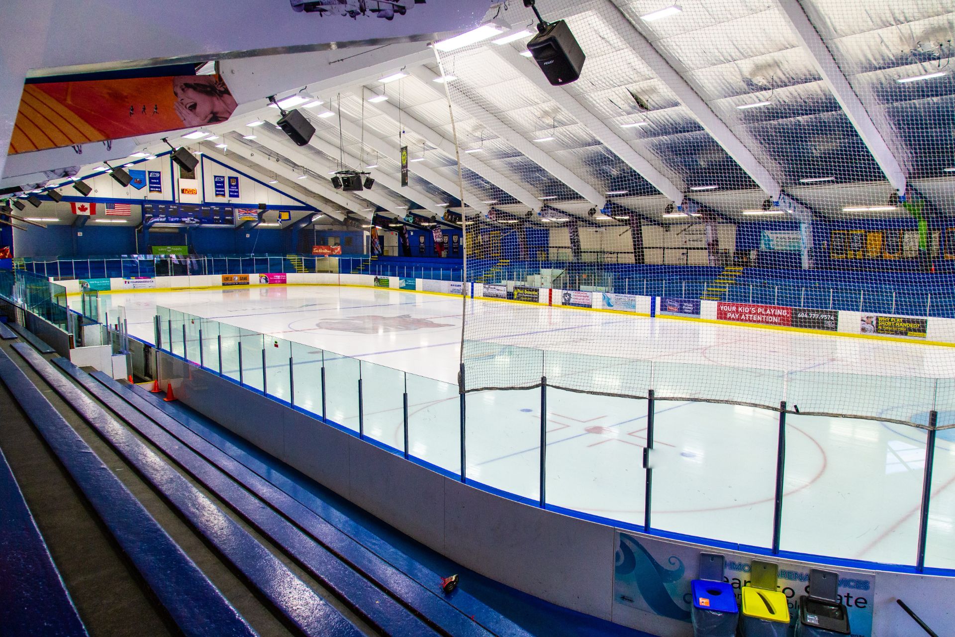 View of an ice surface inside Minoru Arenas.