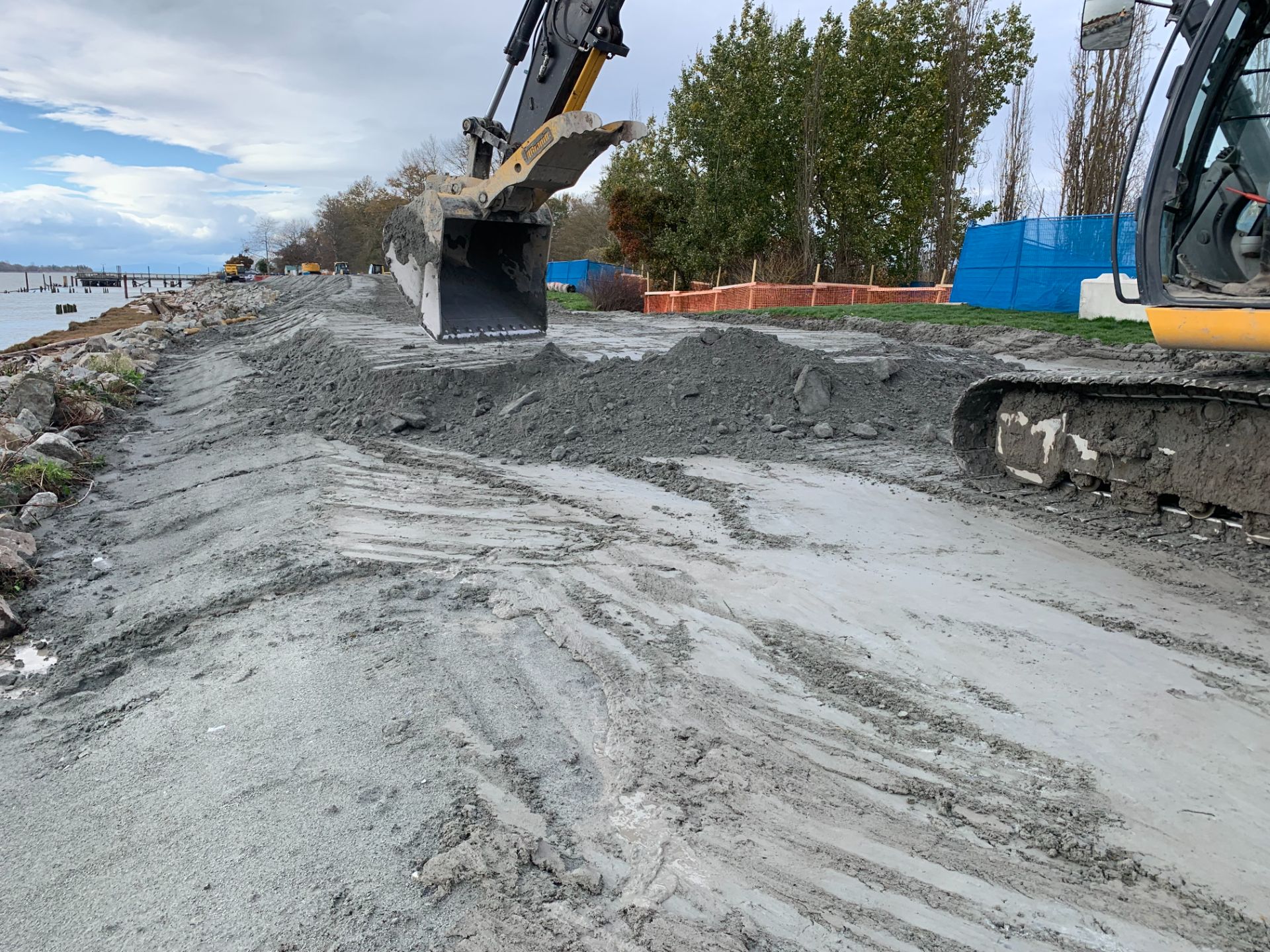 Example of dike fill placement